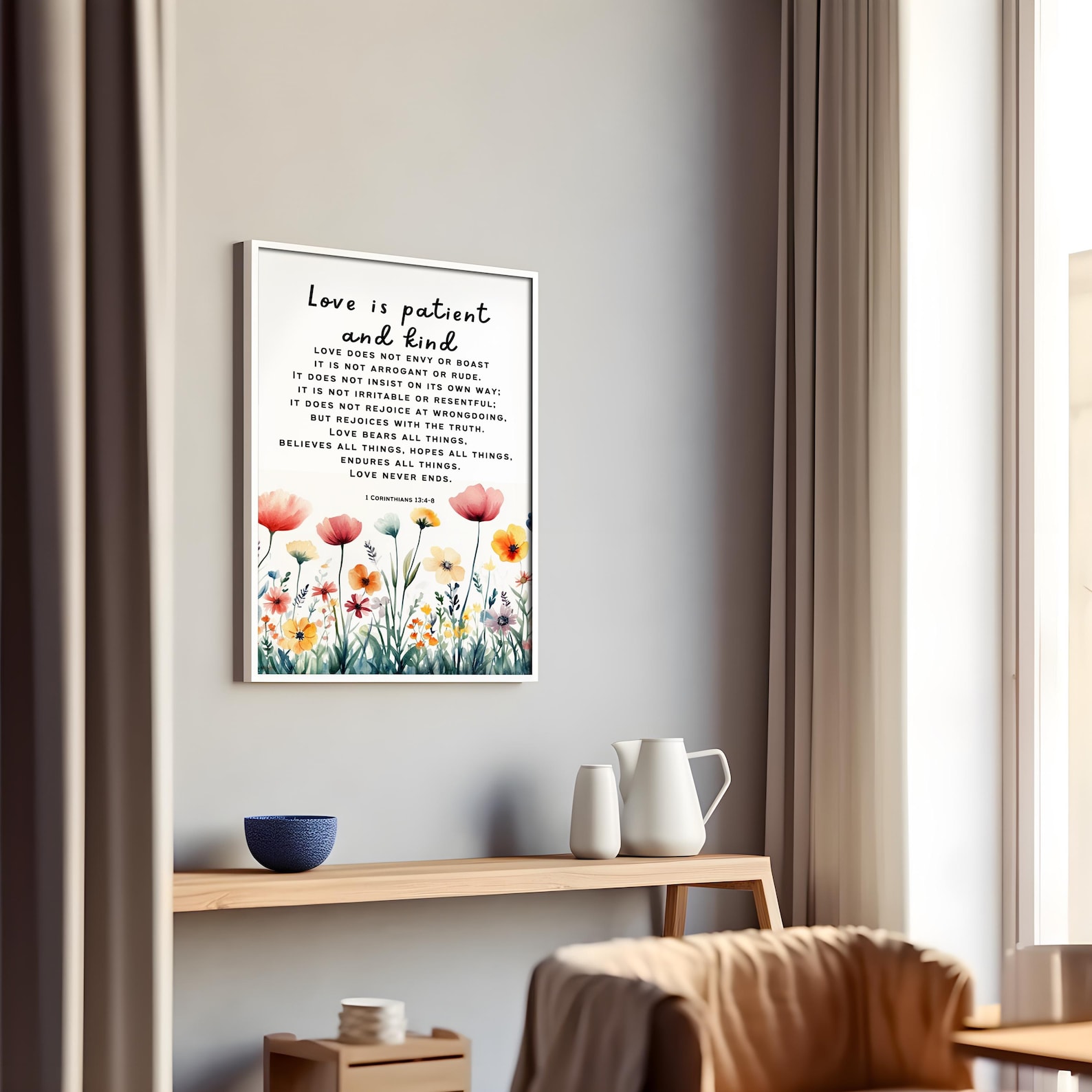 1 Corinthians 3:4-8 ESV, Love is Patient Poster, Love is Kind Print ...