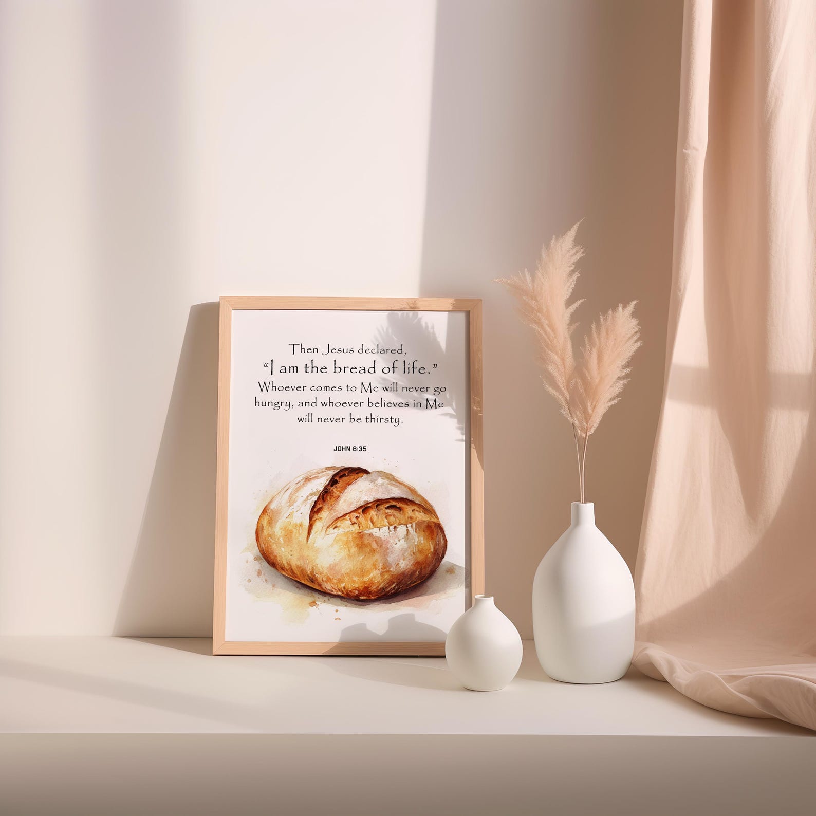 John 6:35 Print, I Am the Bread of Life, Christian Printable, Bible ...
