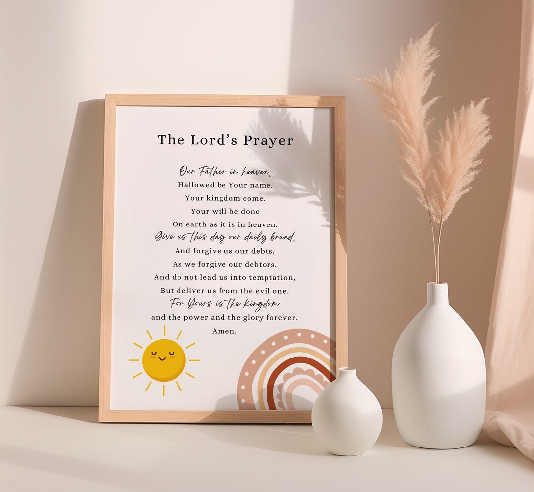 The Lord's Prayer Our Father in Heaven Print for Kids Sunday School ...