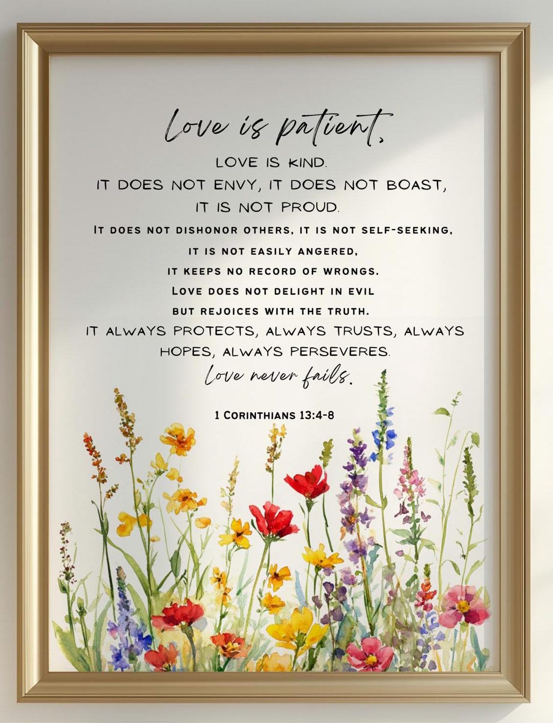 Love is Patient Love is Kind Printable, 1 Corinthians 13: 4-8, Bible ...