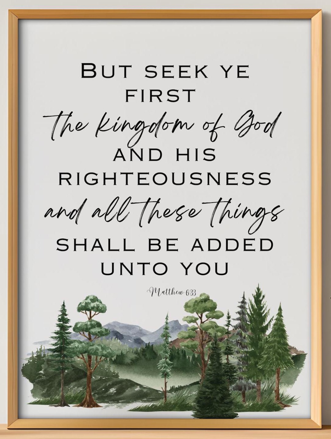 Matthew 6:33 Prints, KJV Seek Ye First the Kingdom of God Printable ...