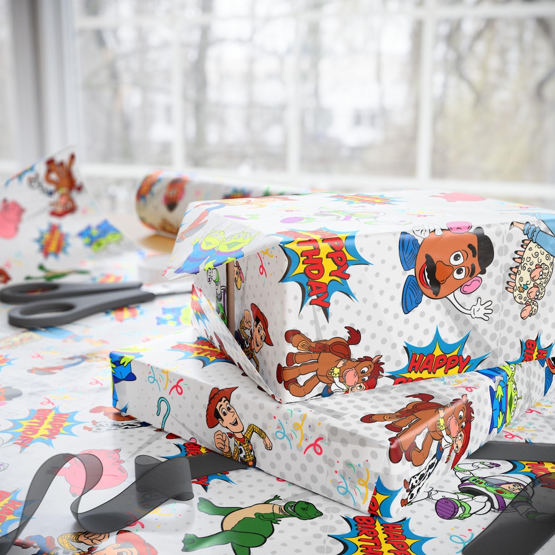 Toy Story Wrapping Paper: Woody, Buzz, and Friends Party Decor Kids Toy ...