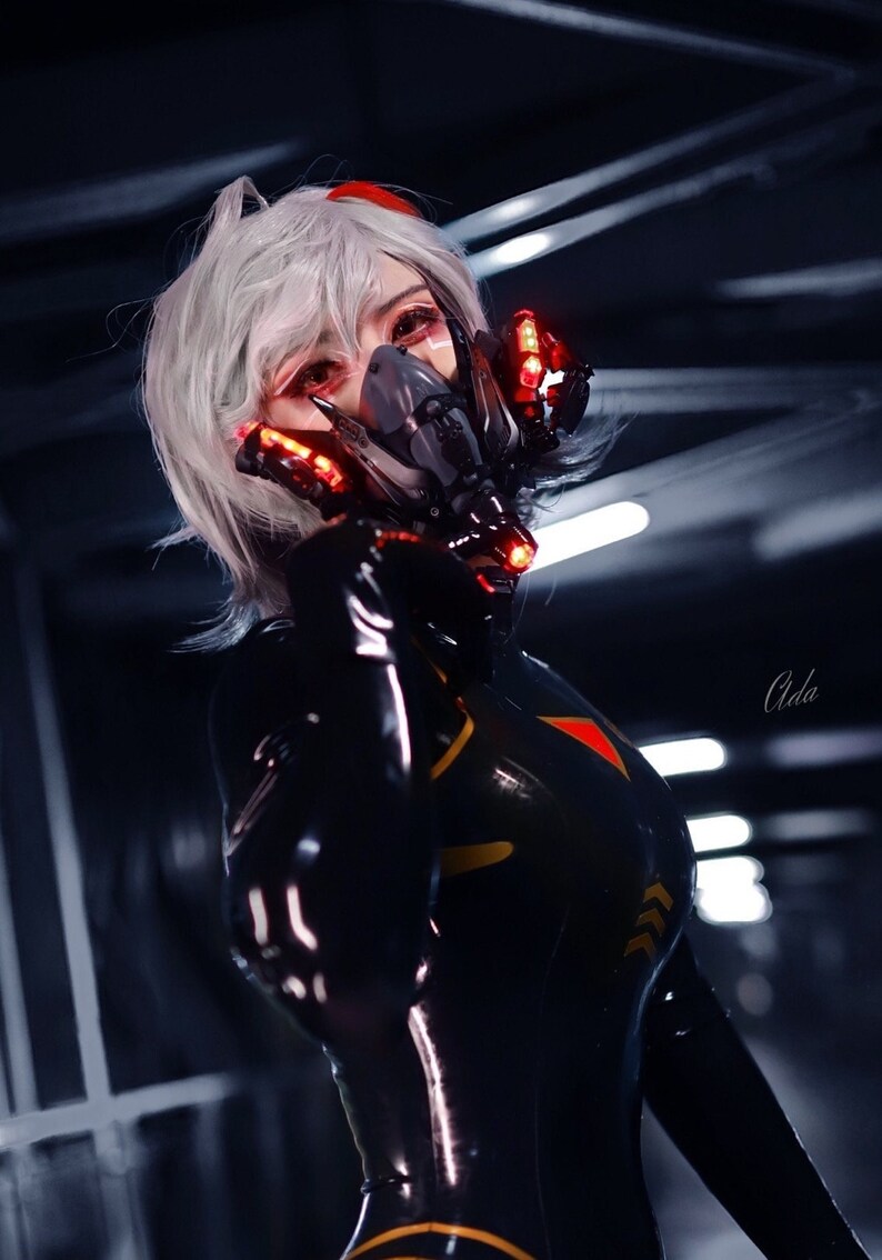 Cyberpunk Gas Mask Futuristic Samurai Sci-fi Tactical Cosplay With LED ...