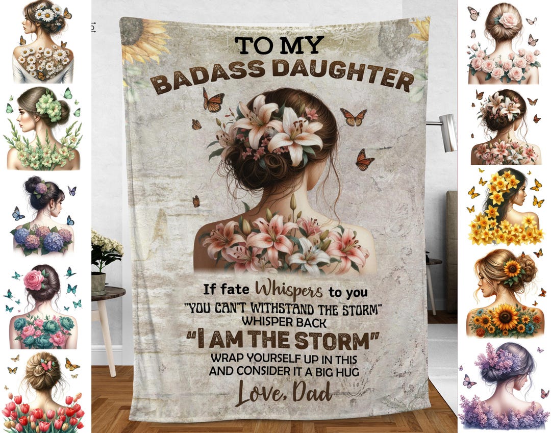 To My Badass Daughter Custom Blanket From Dad, Daughter Christmas Gift, Daughter Gift From Dad ...