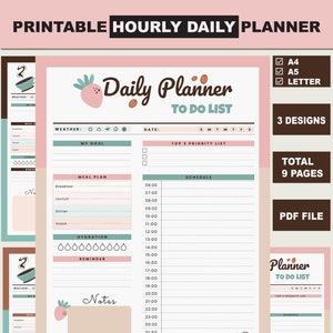Printable Daily Planner Printable to Do List Hourly Planner Printable ...