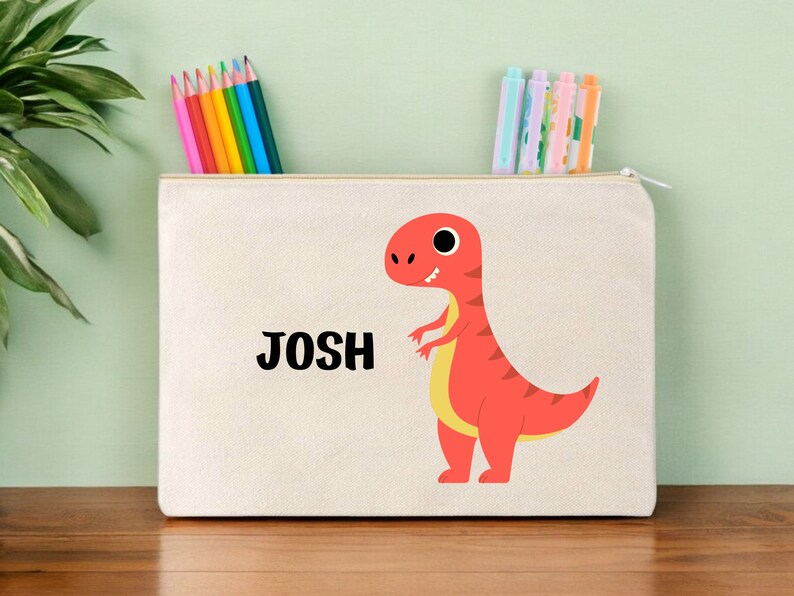 Dinosaur Theme Personalised Pencil Case, Name Bag, Birthday Gift Kids ...