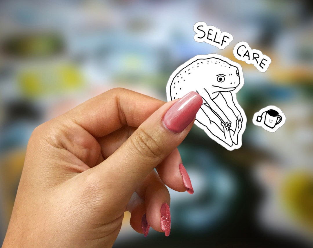 Funny Frog Self Care Sticker, Funny Frog Self Care Retro Sticker, Funny ...