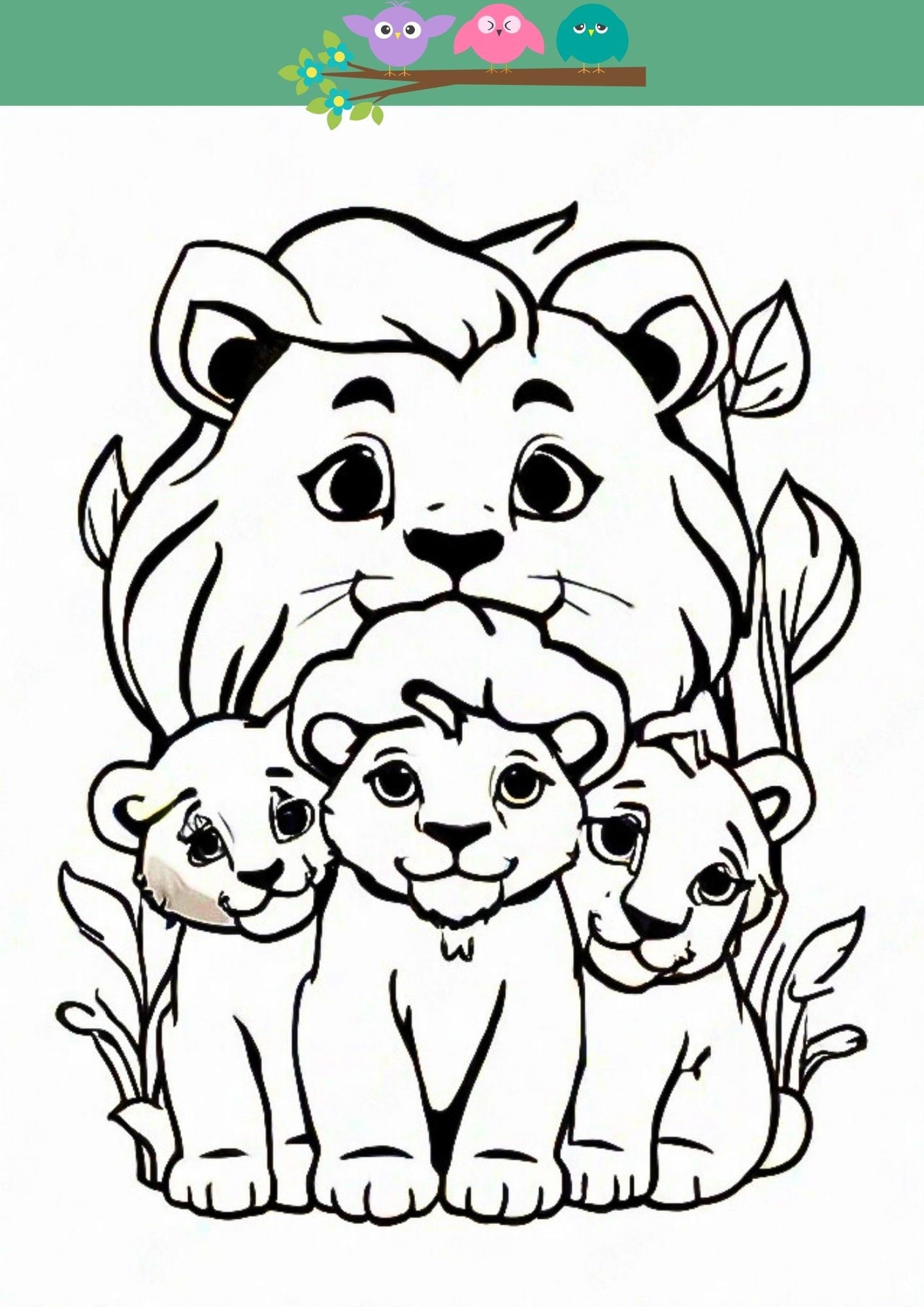 Mother and Baby Animals Digital Coloring Book /for Kids/ Cute Animals ...