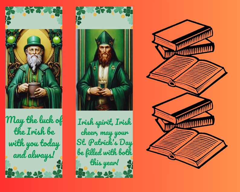Saint Patrick's Day 3D Bookmark Set for Him and Her Irish Blessing and ...