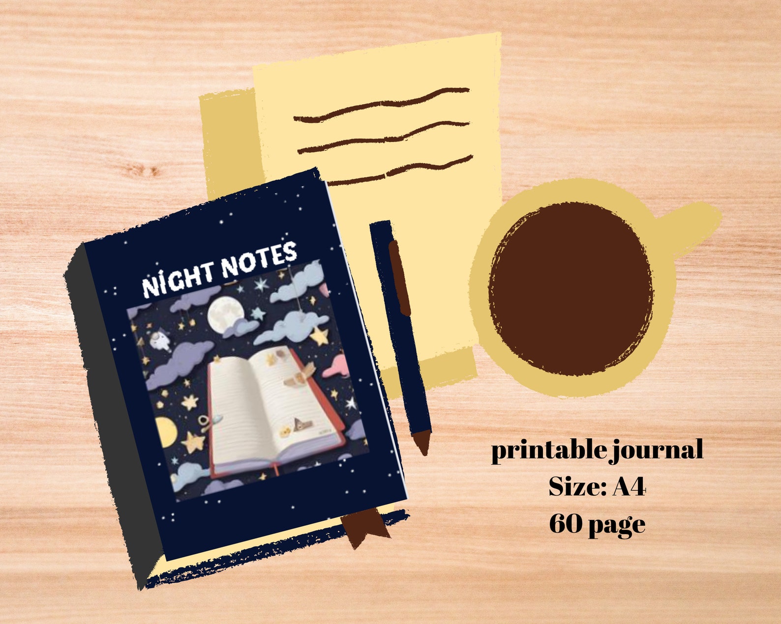 Night Themed Printable Journal / for Children, for Adults / Surprise ...