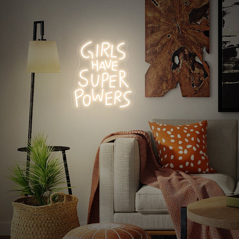 Girls Have Super Power Neon Sign,empowered Women LED Light,feminist ...