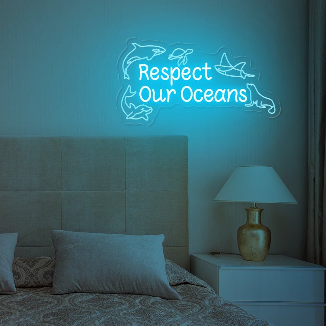 Respect Our Oceans Neon Sign,shark Sea Turtle Fish Neon Light,protect ...