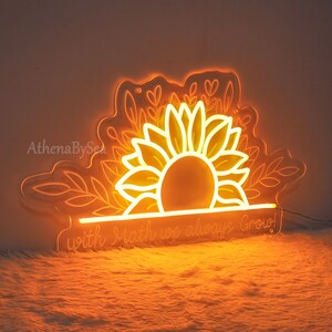 Custom Half Sunflower Neon Sign,personalized Sunflower LED Light ...