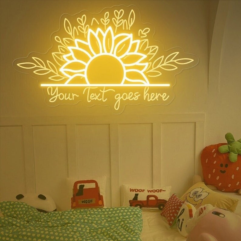 Custom Half Sunflower Neon Sign,personalized Sunflower LED Light ...