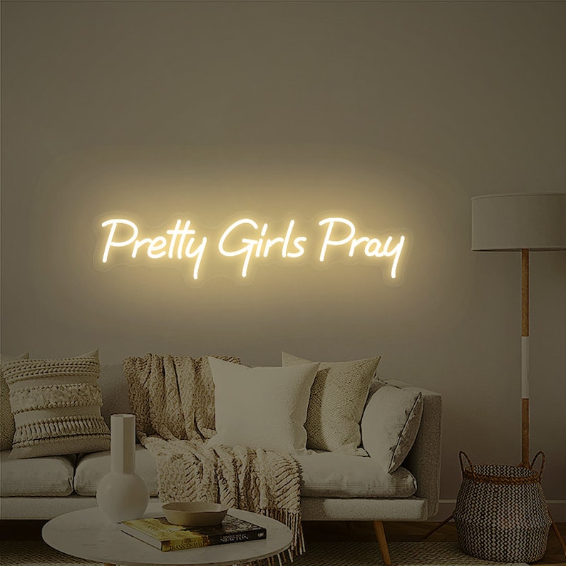 Pretty Girls Pray Neon Sign, Christian Women, Church Lady, Jesus and ...