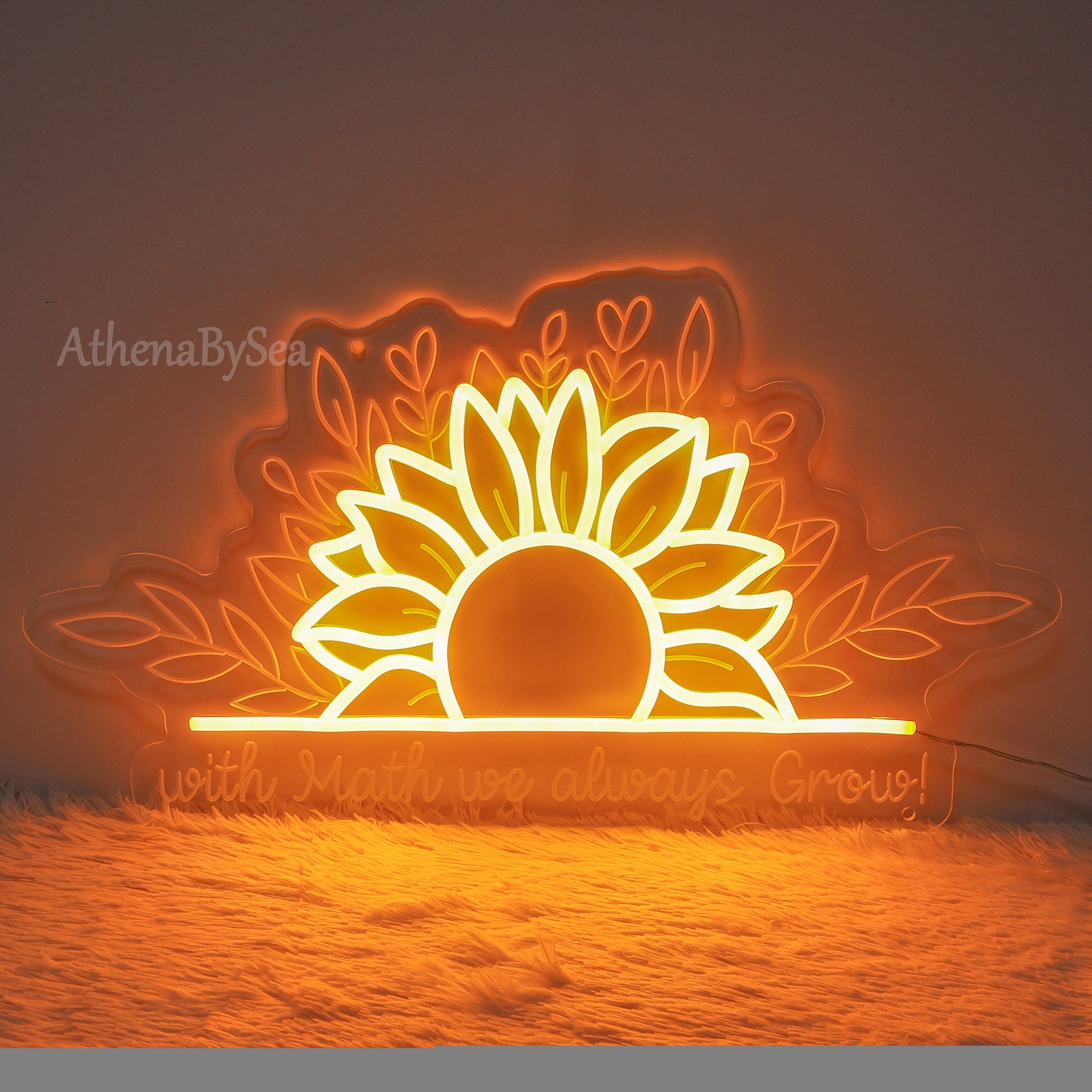 Custom Half Sunflower Neon Sign,personalized Sunflower LED Light ...