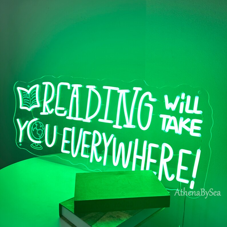 Reading Will Take You Everywhere Neon Sign,classroom Decor,library Wall ...