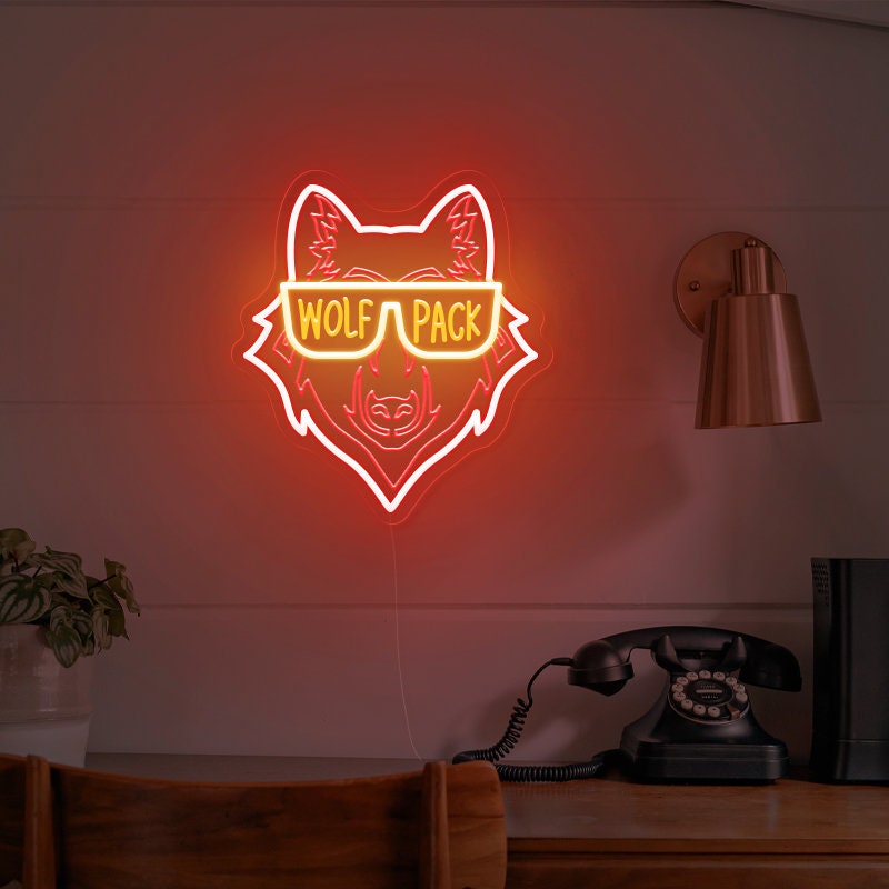Wolf Pack Family Neon Sign,wild Animal Birthday Gift,family Reunion ...