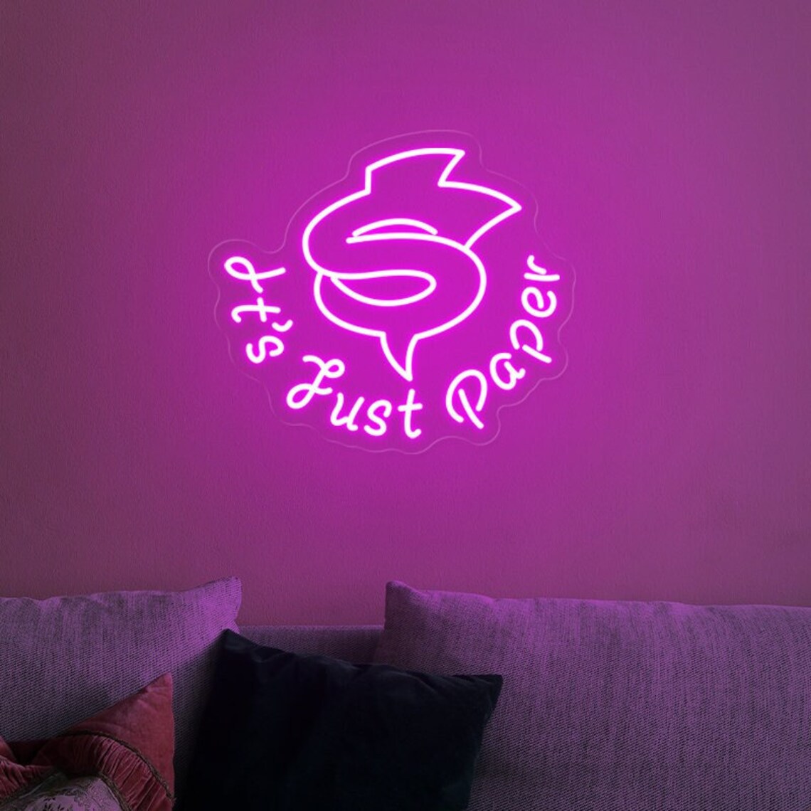 It's Just Paper Neon Sign,money Neon,dollars Led Light,home Decor,quote ...