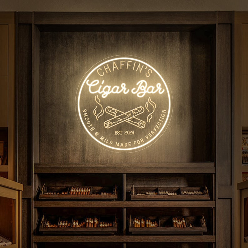Cigar Bar Neon Sign,custom Bar Neon Signs,personalized Cigar Lounge ...