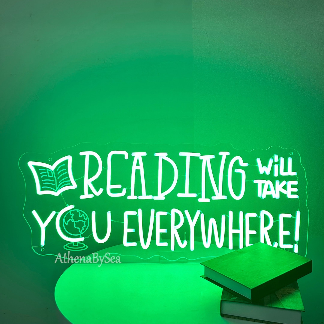 Reading Will Take You Everywhere Neon Sign,classroom Decor,library Wall ...