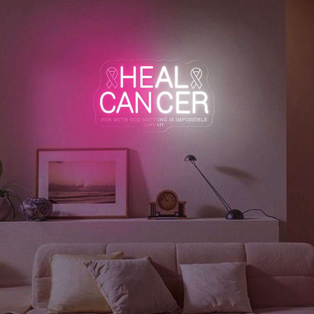 Christmas gift, Heal Cancer Neon Sign, Pink Out, Pink Ribbon, Breast ...