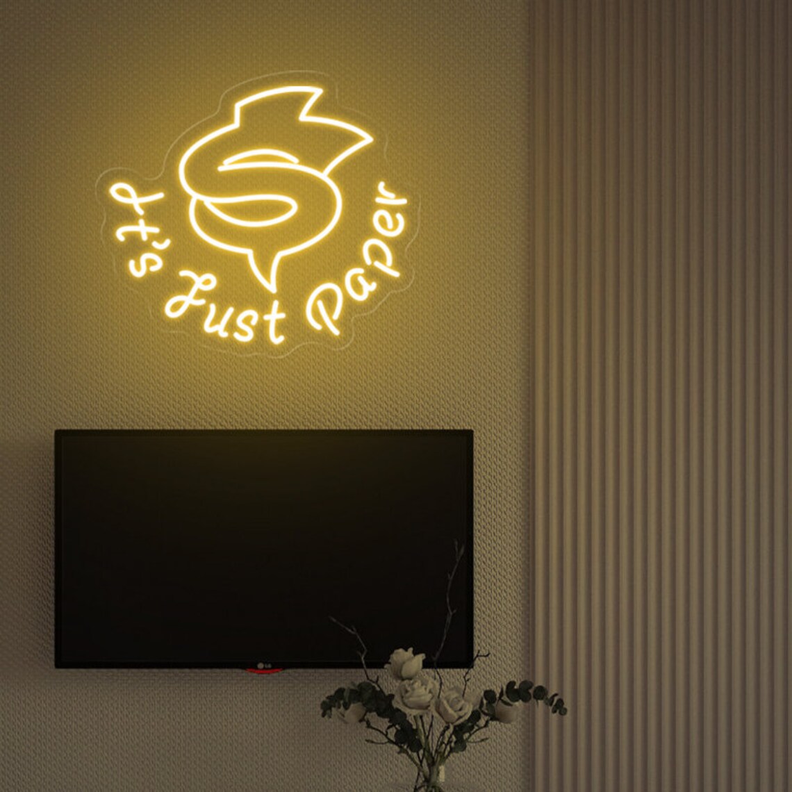 It's Just Paper Neon Sign,money Neon,dollars Led Light,home Decor,quote ...