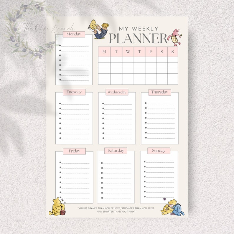 Set of 4 Undated Weekly Planners Winnie the Pooh Quote Calendars ...