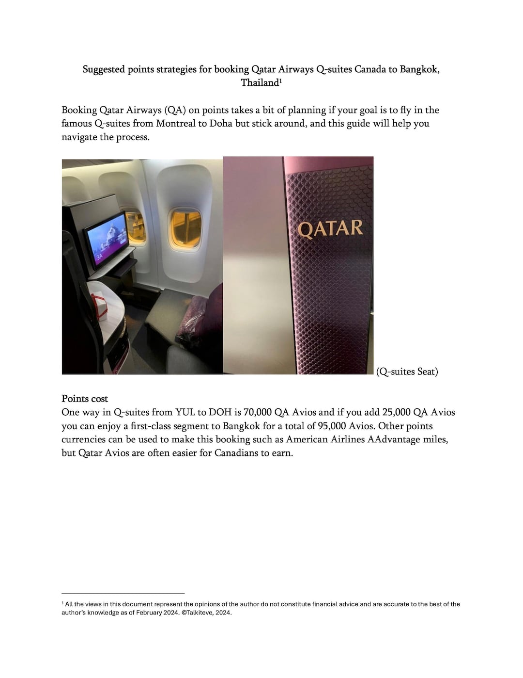 Guide to Booking Qatar Airways Business Class on Points for Canadians ...