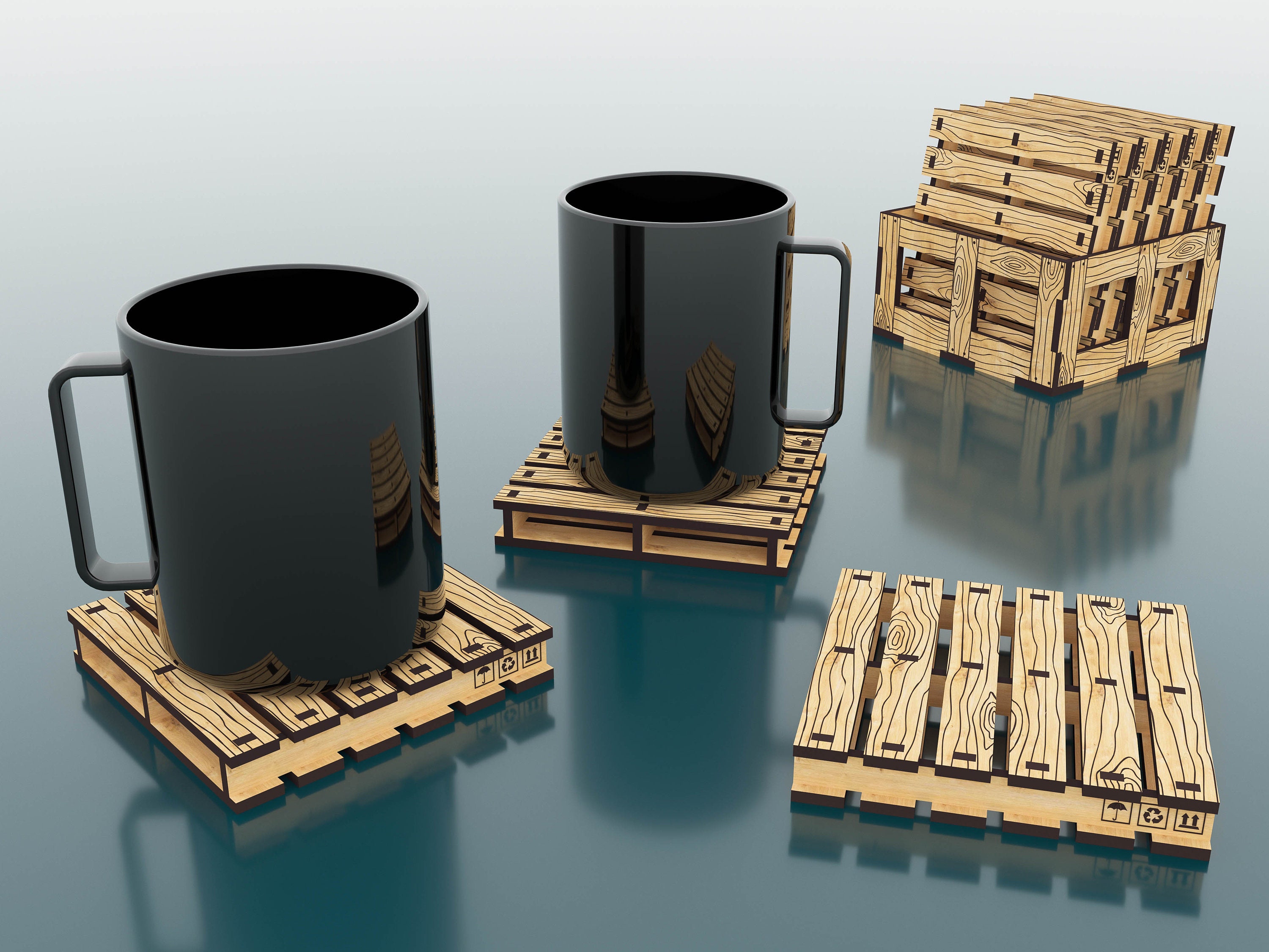 Boxed Pallet Coaster Svg Files, Vector Files for Wood Laser Cutting - Etsy