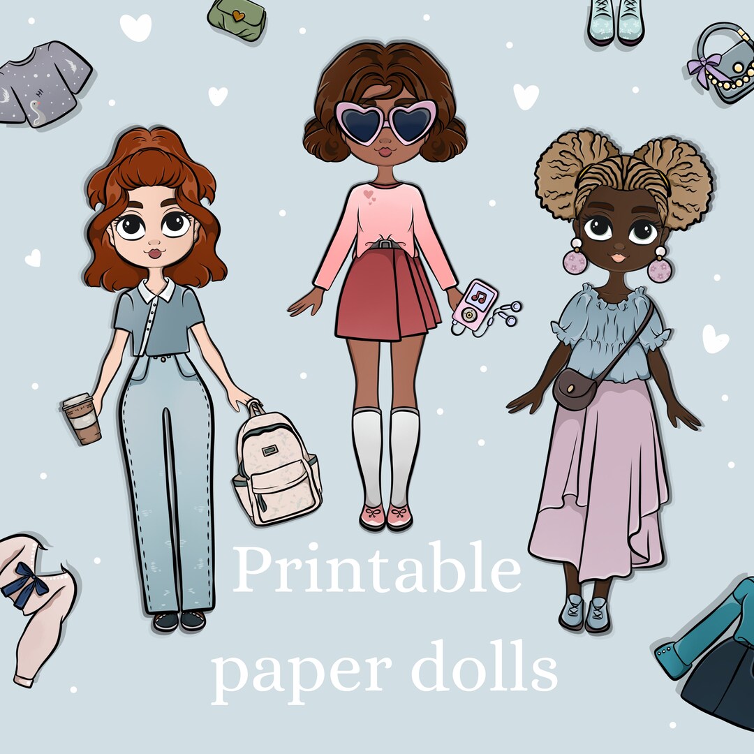 Printable Paper Doll With Clothes - Digital PDF Instant Download, Dress ...