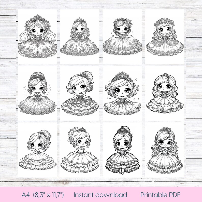 Coloring Page Printable Relaxing Little Princesses, Coloring Book for ...