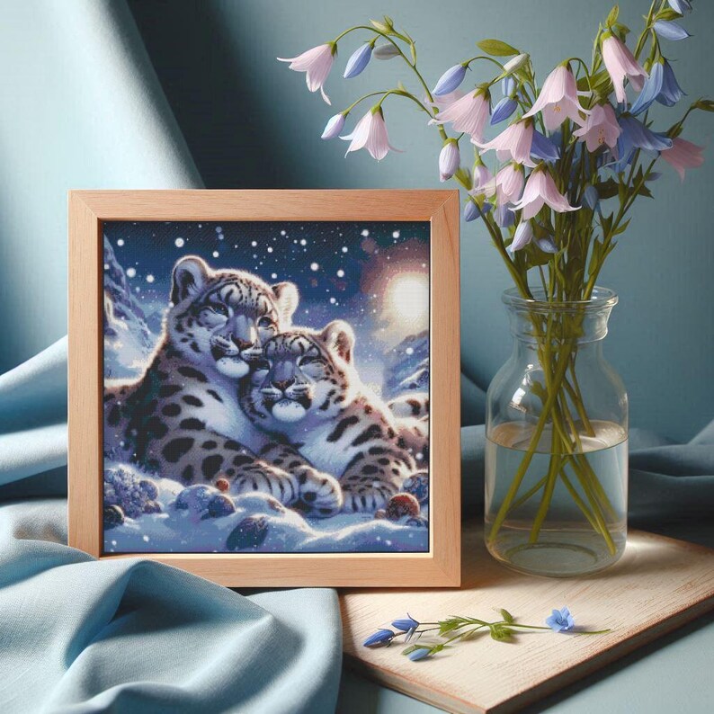 Snow Leopard Love – Winter Cross Stitch Pattern | Digital PDF & XSD ...