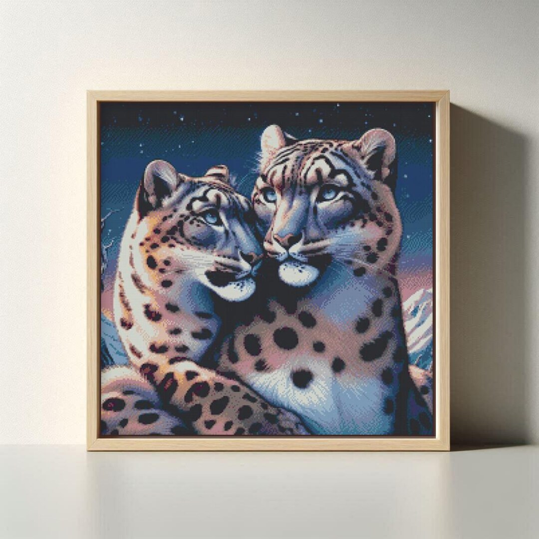 Majestic Snow Leopards – Cross Stitch Pattern PDF & XSD | Wildlife ...