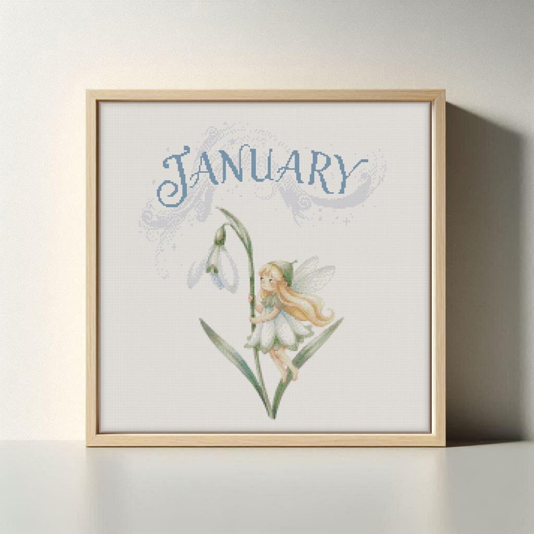 January Snowdrop Fairy Girl Cross Stitch Pattern | Birth Flower Fairies ...