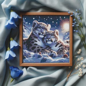 Snow Leopard Love – Winter Cross Stitch Pattern | Digital PDF & XSD ...