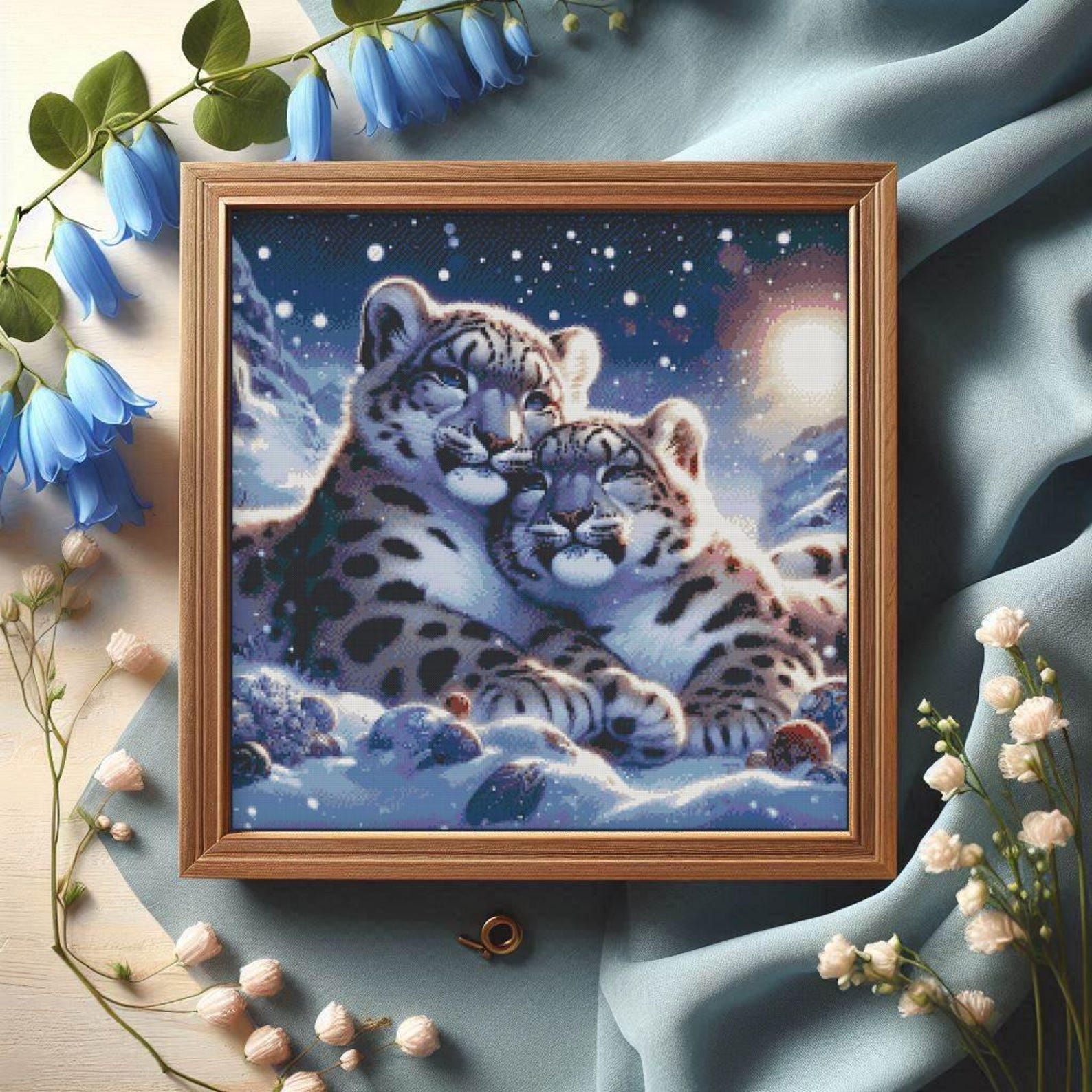 Snow Leopard Love – Winter Cross Stitch Pattern | Digital PDF & XSD ...