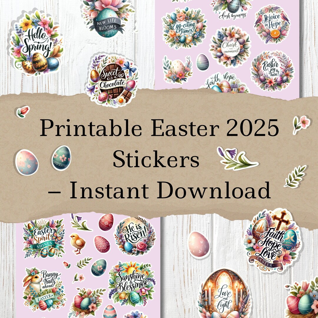 Printable Easter Stickers Bundle - Vibrant Spring Decor, Digital ...
