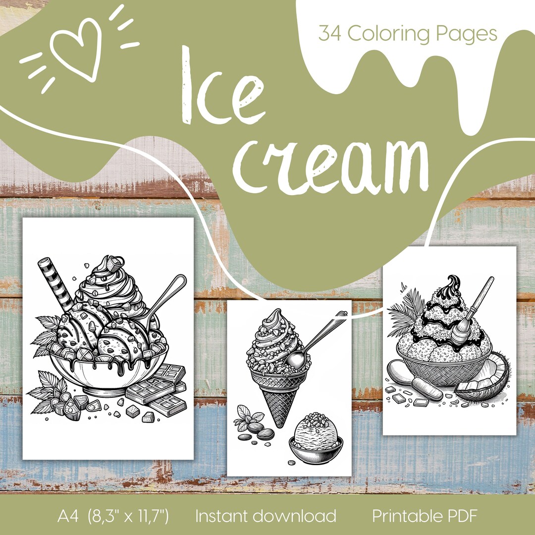 Ice Creams Coloring Pages -instant Download Coloring Book Printable ...