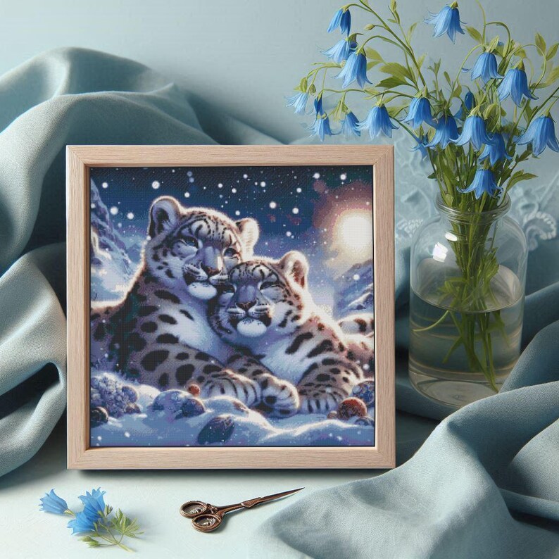 Snow Leopard Love – Winter Cross Stitch Pattern | Digital PDF & XSD ...