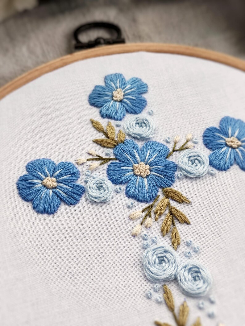 Blue Floral Cross for First Communion, Gift Idea for Baptism, Religious ...