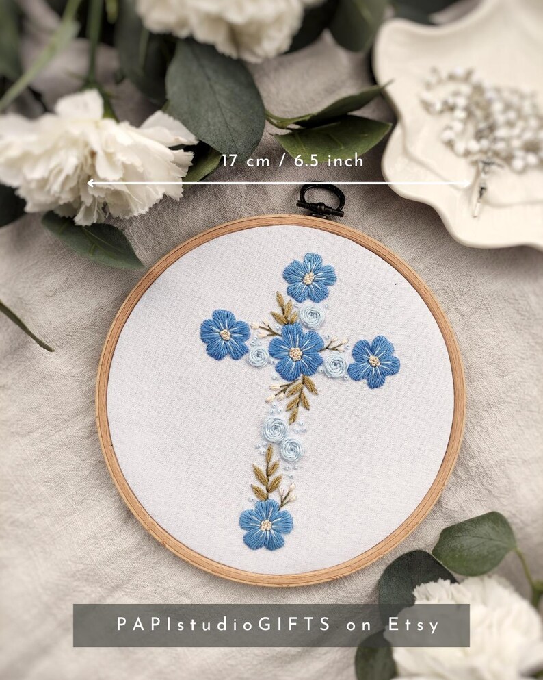 Blue Floral Cross for First Communion, Gift Idea for Baptism, Religious ...