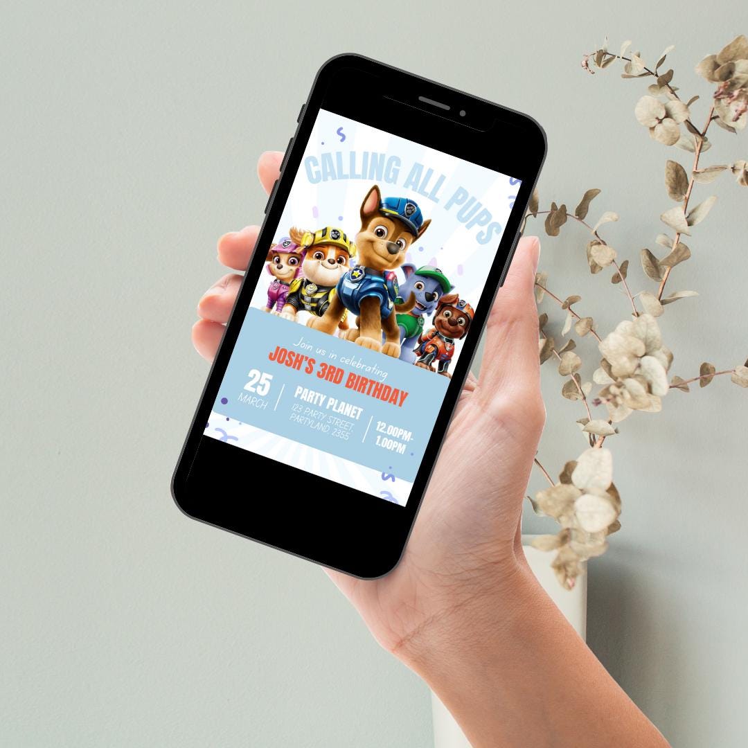 Paw Birthday Invitation, Paw-ty Kids Invite, Calling All Pups ...