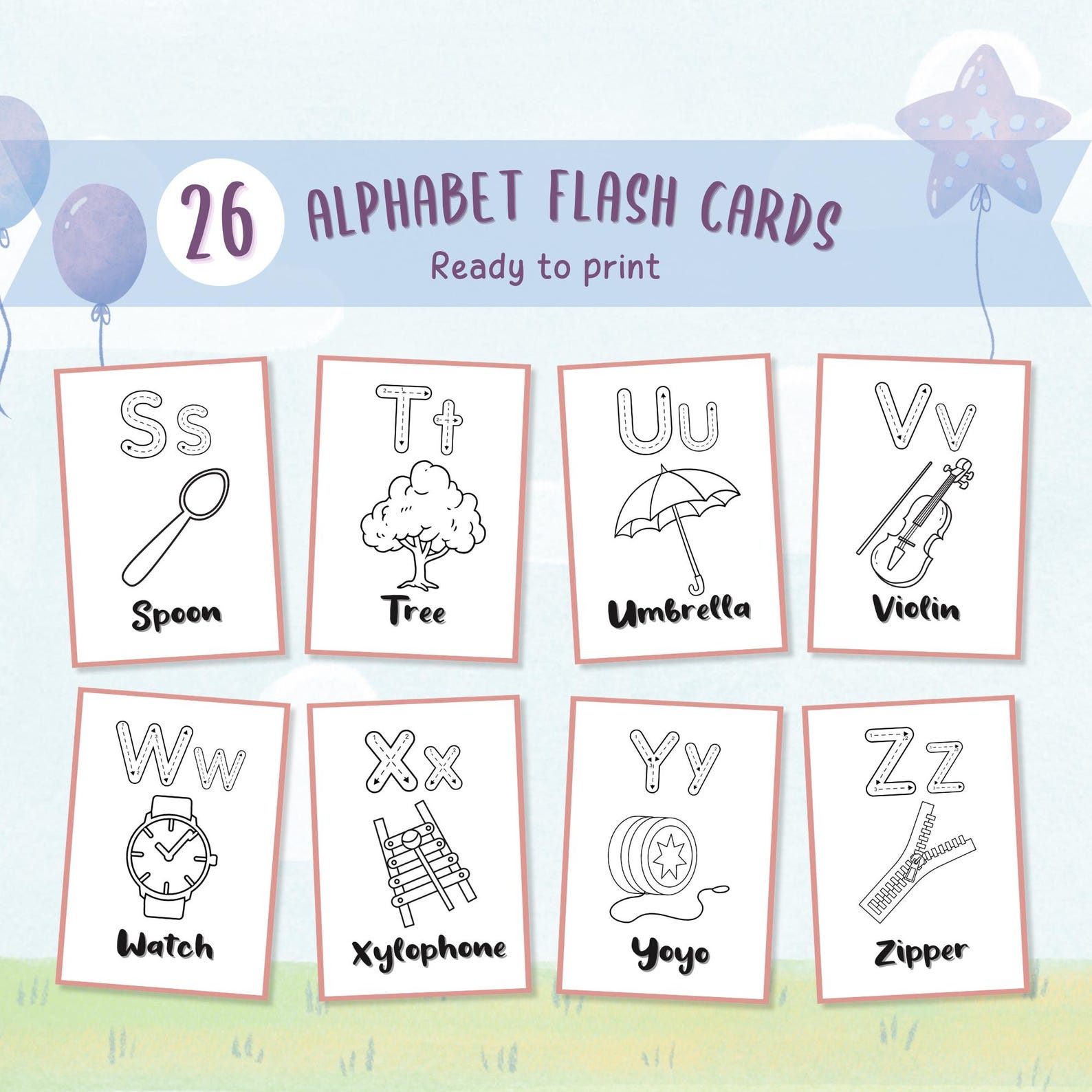 Printable Tracing Alphabet Letters, ABC Flash Cards, Alphabet Flash ...