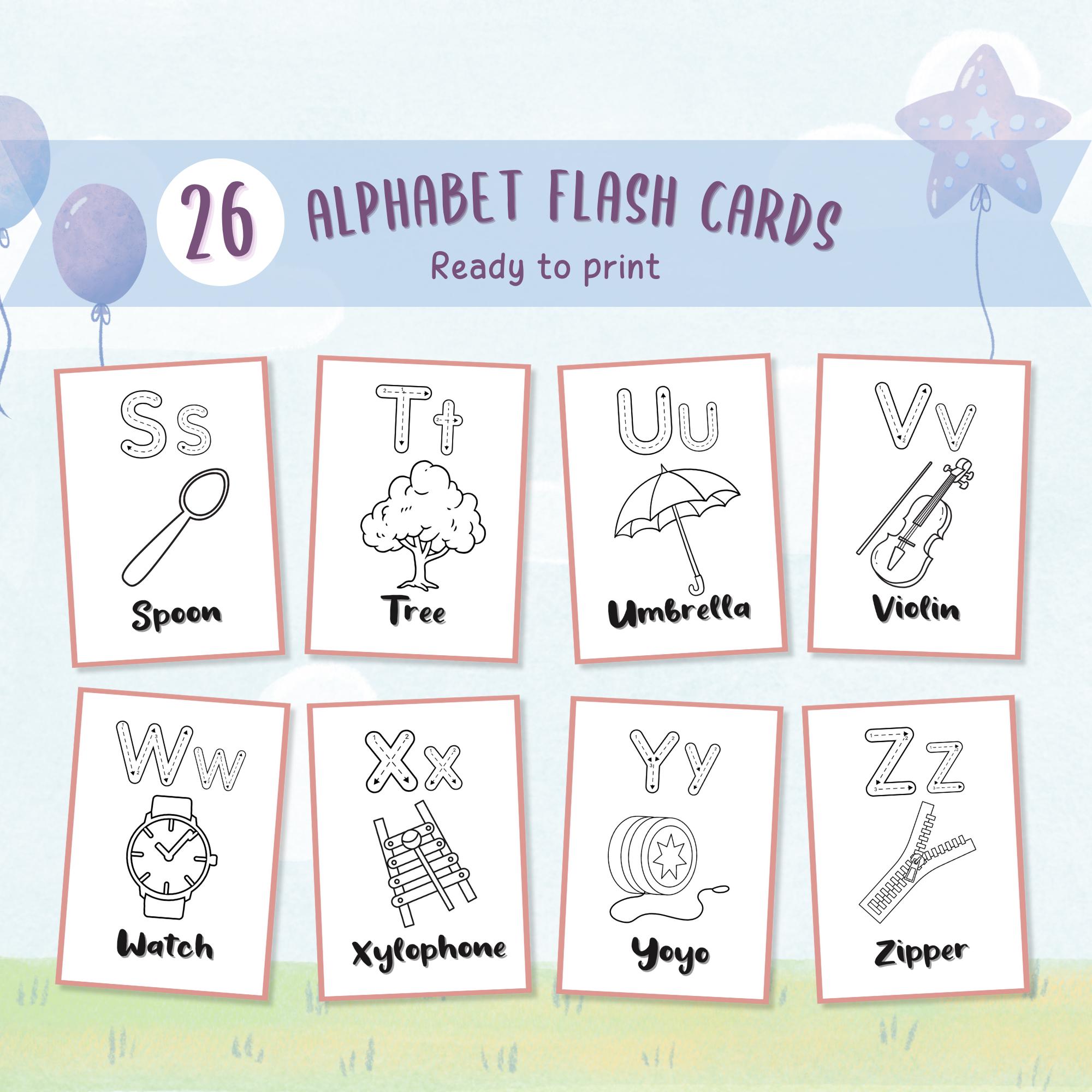 Printable Tracing Alphabet Letters, ABC Flash Cards, Alphabet Flash ...