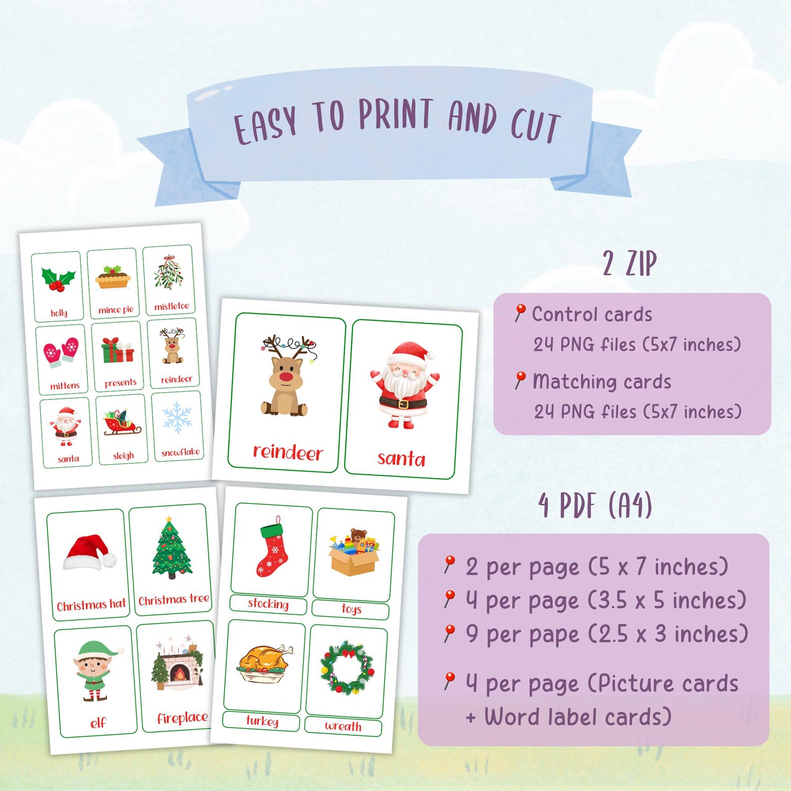 Christmas Flashcards, Words Flash Cards, Christmas Vocabulary ...