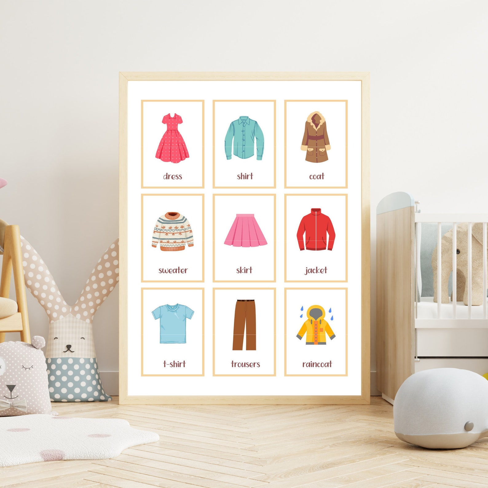 Clothing Flash Cards, Montessori Cards, Vocabulary Learning, Preschool ...