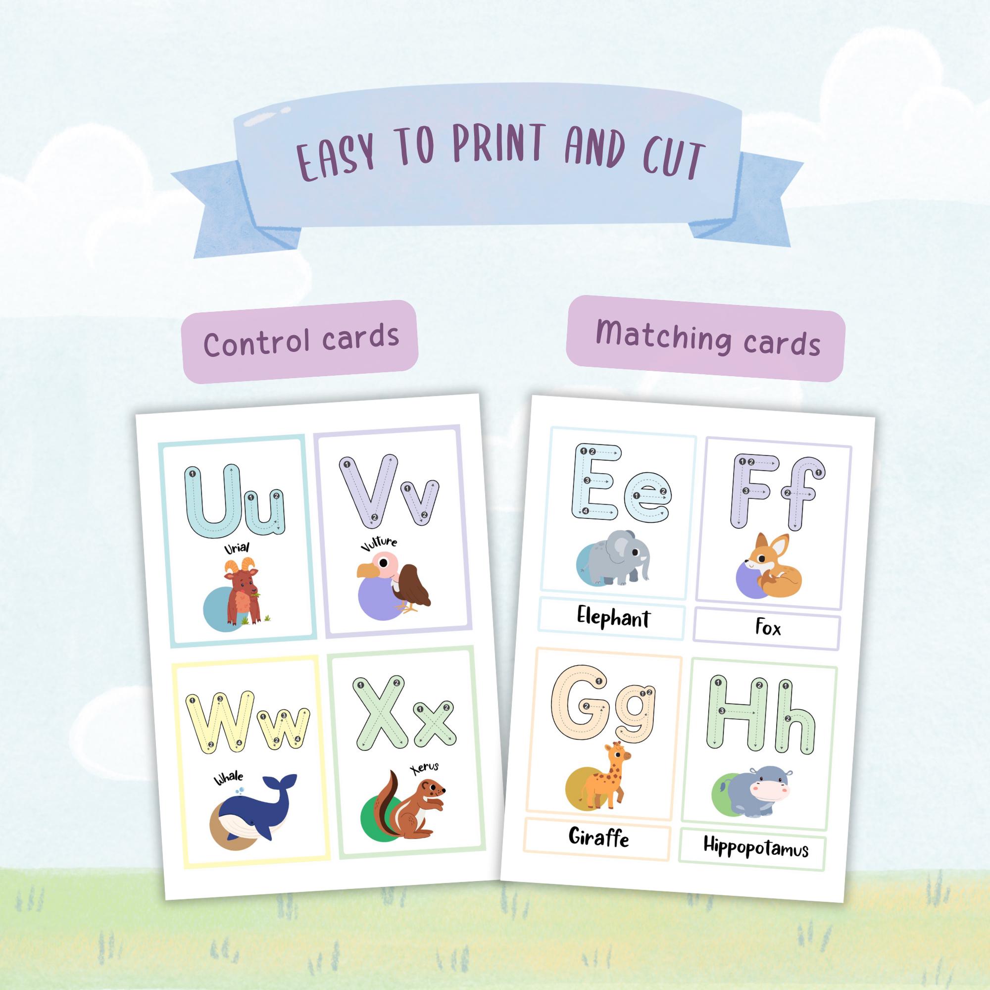 ABC Flash Cards Printable, Animal Flash Cards, Preschool Alphabet Flash ...