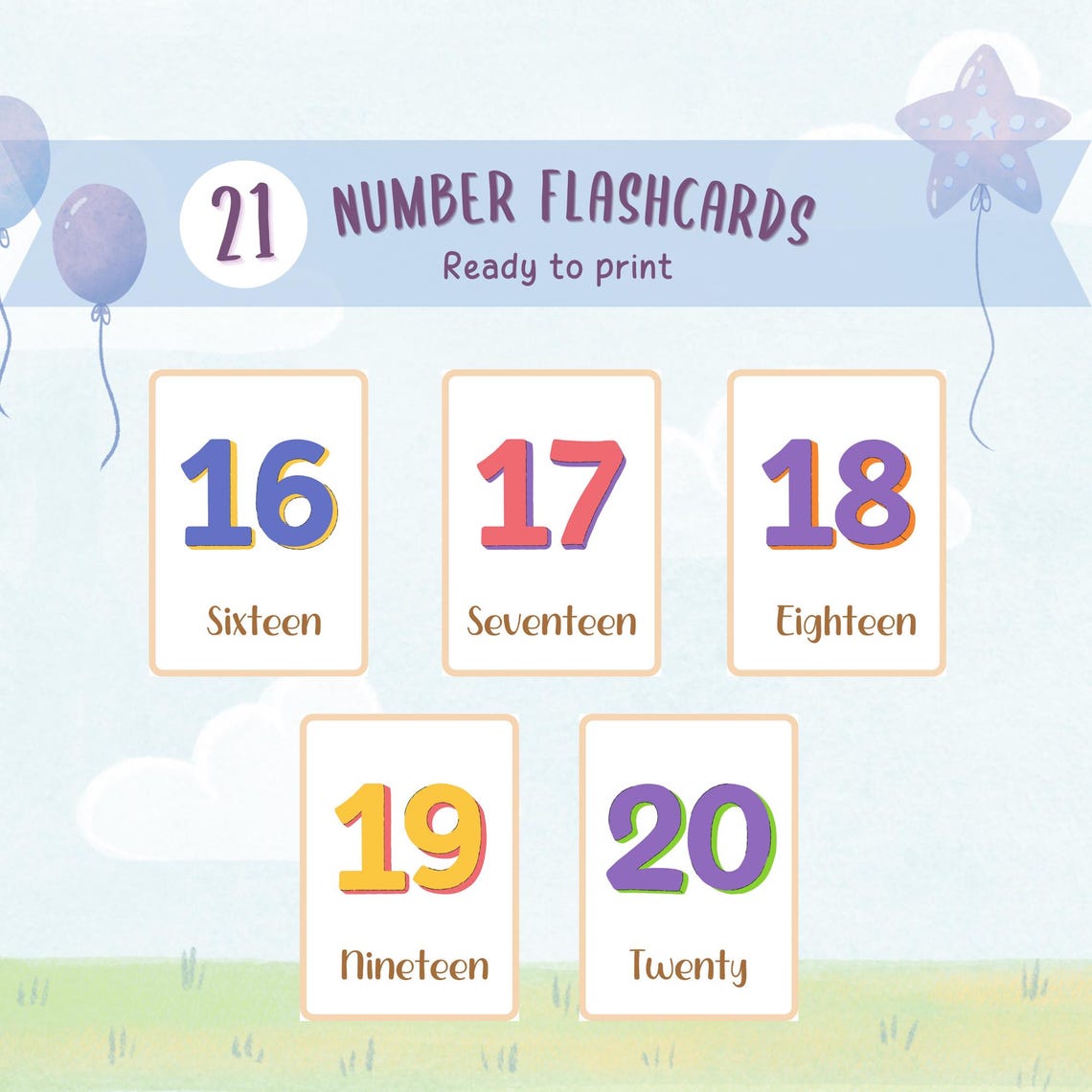 Number Flashcards, Printable Number Flashcards, Counting 1-20, Learn to ...