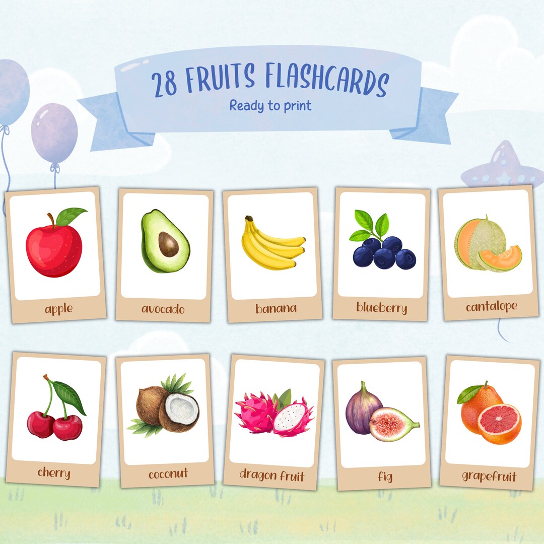 Fruit Flash Cards, Montessori Printable, Preschool Education, Toddler ...